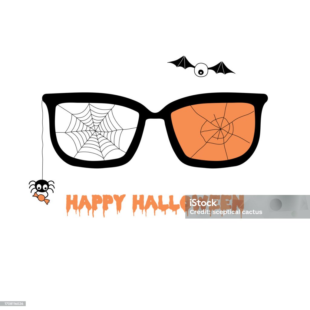 Cracked Glasses With Spider Web Illustration Stock Illustration