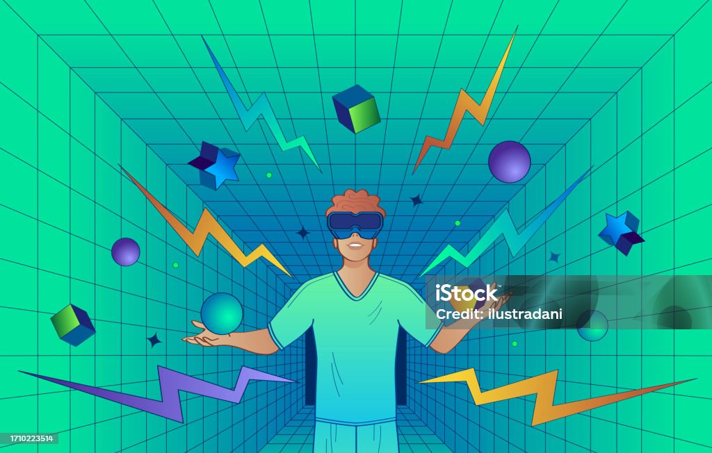 Man In Virtual Reality Stock Illustration Download Image Now Adult