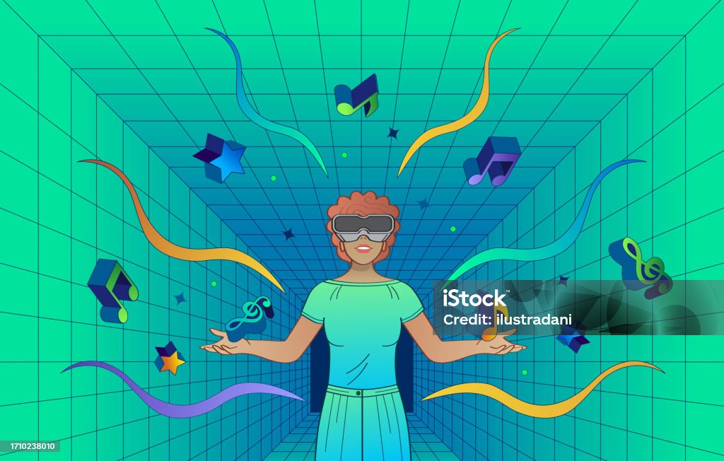 Woman In Virtual Reality Stock Illustration Download Image Now