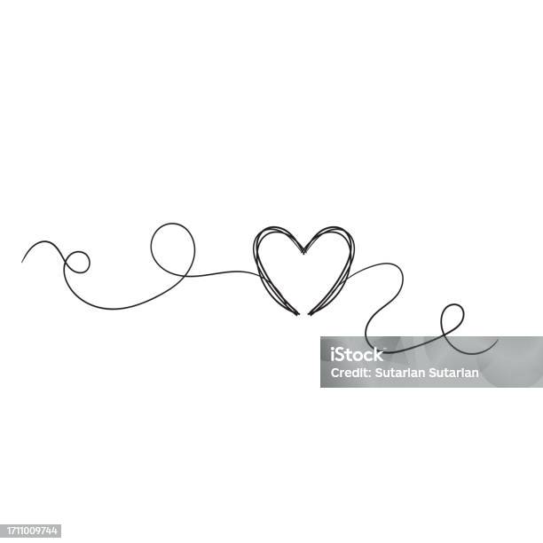 Dessin Au Trait Continu Icône Dillustration De Ligne Damour Vecteur