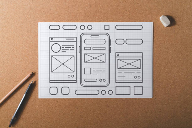 Free Stock Photo of Mobile app wireframe on paper with pen | Download ...