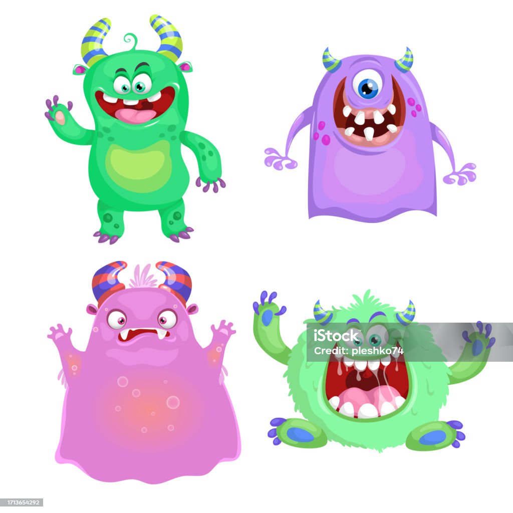Cute Cartoon Monsters Set Goblins Trolls And Aliens Halloween And