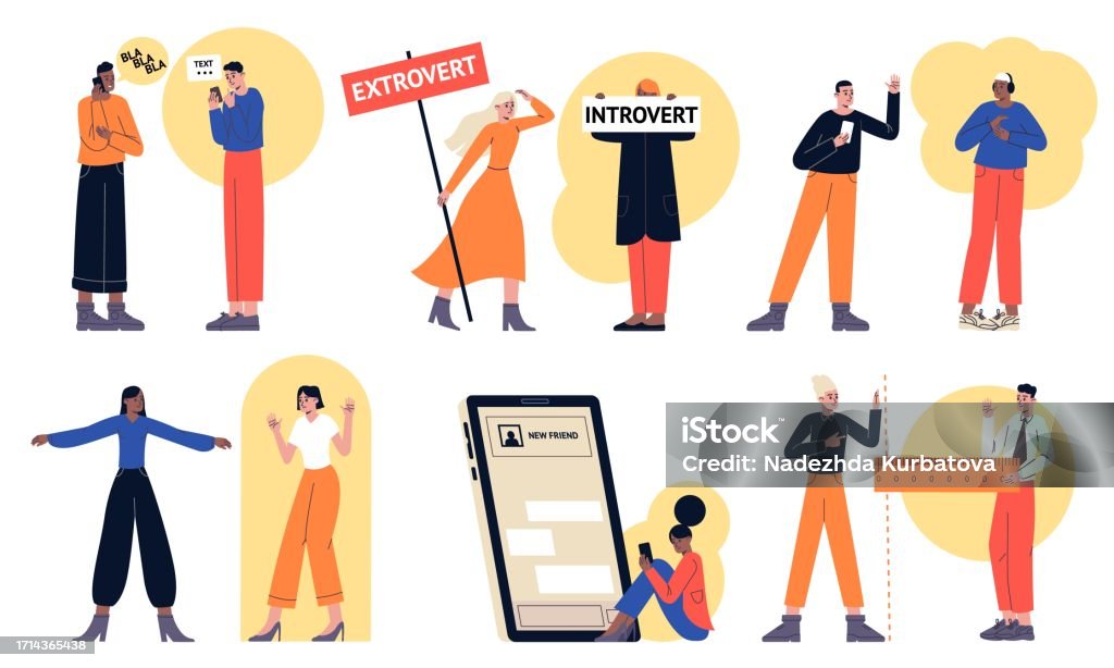 Extravert And Introvert People Psychology Mindset Inward And Outward
