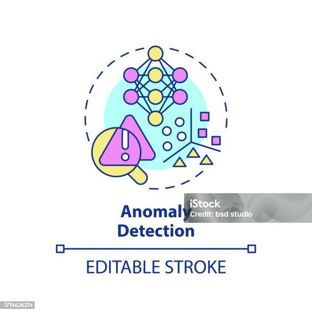 2d Colorful Thin Linear Icon Anomaly Detection Concept向量圖形及更多信息圖形圖片