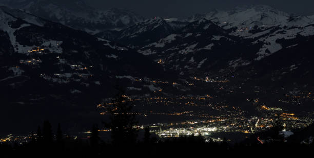 Free Stock Photo of Night Time View of a Mountain Town | Download Free ...