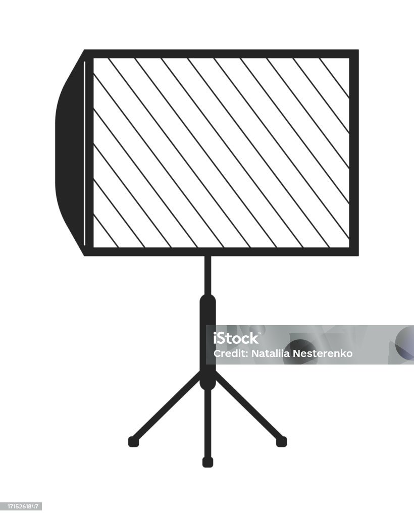 Led Panel On Tripod Flat Monochrome Isolated Vector Object Stock