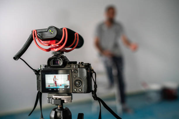 Free picture: handsome, man, filming, digital camera, tripod ...