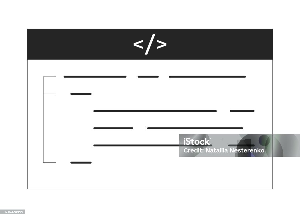 Source Code Flat Monochrome Isolated Vector Object Stock Illustration