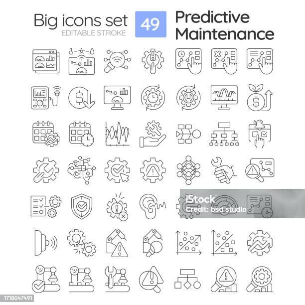 Editable Black Big Icons Representing Predictive Maintenance Stock ... Editable Black Big Icons Representing Predictive Maintenance Stock ...