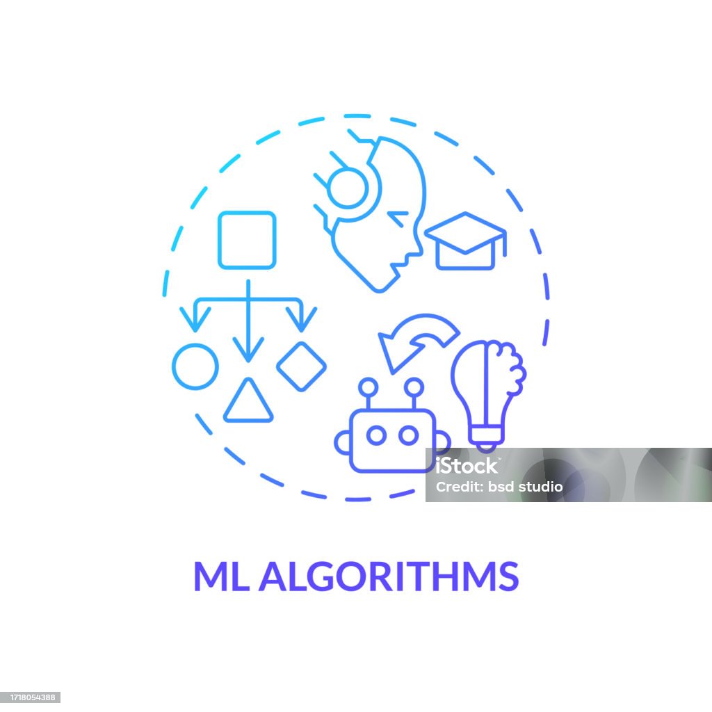 2d Customizable Thin Line Icon Ml Algorithms Concept Stock Illustration