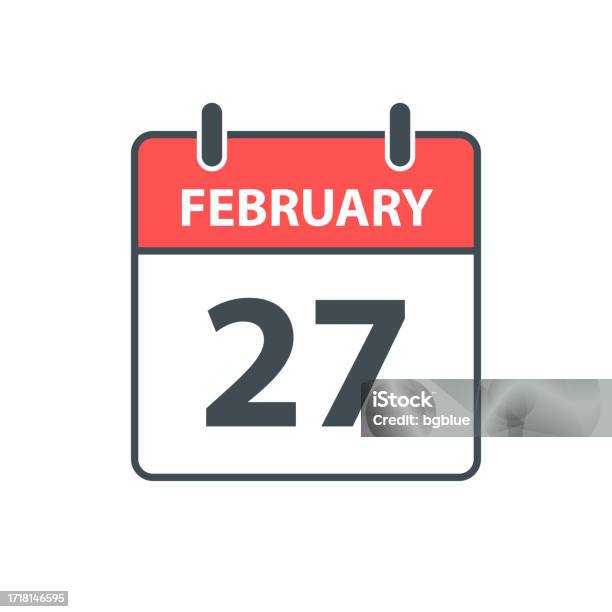 February 27 Daily Calendar Icon In Flat Design Style On White ... February 27 Daily Calendar Icon In Flat Design Style On White ...