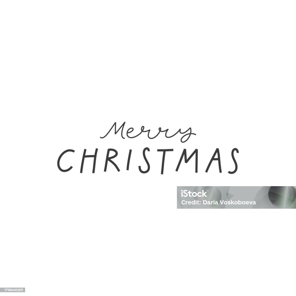Merry Christmas Phrase Brush Lettering Isolated On White Background