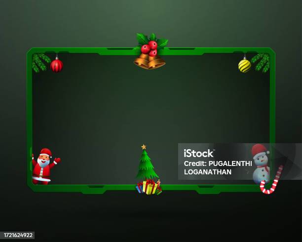 Christmas Celebration Live Stream Webcam Overlay Green Border Frames