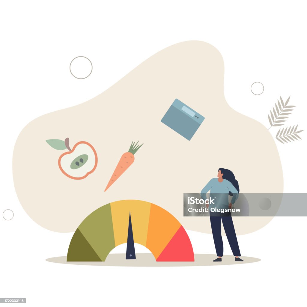 Woman And Obese Chart Scalescartoon Person On Diet Trying Weight