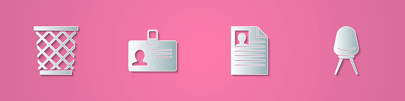 Définissez La Poubelle Découpée En Papier Le Badge Didentification Le