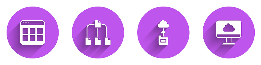 Set Browser Files Folder Tree Cloud Technology Data Transfer And Icon