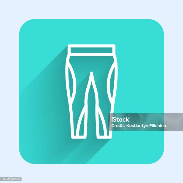 Ligne Blanche Icône Leggings Isolée Avec Un Long Fond Dombre Bouton