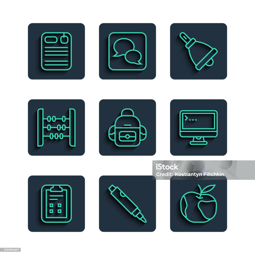 Set Line Exam Sheet With Check Mark Marker Pen Apple Ringing Bell ... Set Line Exam Sheet With Check Mark Marker Pen Apple Ringing Bell ...