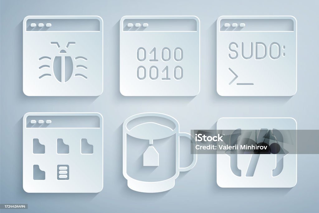 Set Cup Of Tea With Tea Bag Code Terminal Browser Files Programming Language Syntax Binary Code
