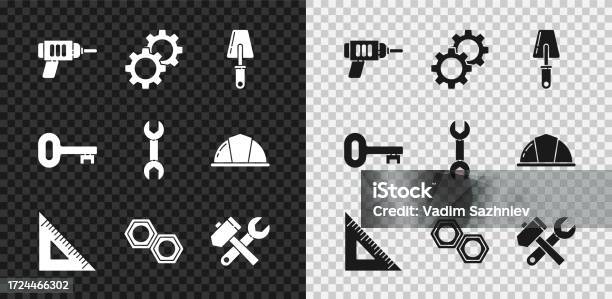 Set Mesin Bor Listrik Gear Sekop Penggaris Segitiga Mur Logam