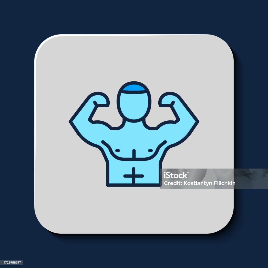 Contour Rempli Bodybuilder Montrant Son Icône De Muscles Isolé Sur Fond