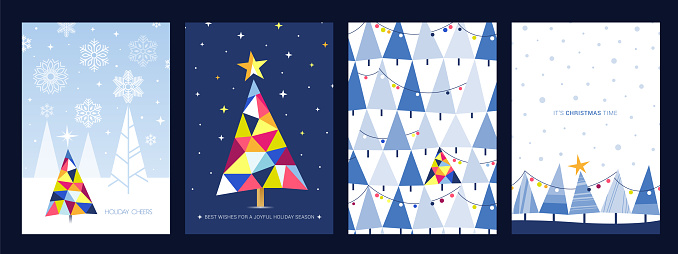 Happy Holidays Kartu Ucapan Template Desain Datar Dengan Bentuk