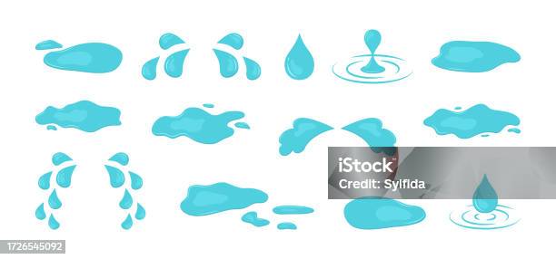 Flaque Deau Goutte De Pluie Déversée Liquide Déclaboussure Bleue