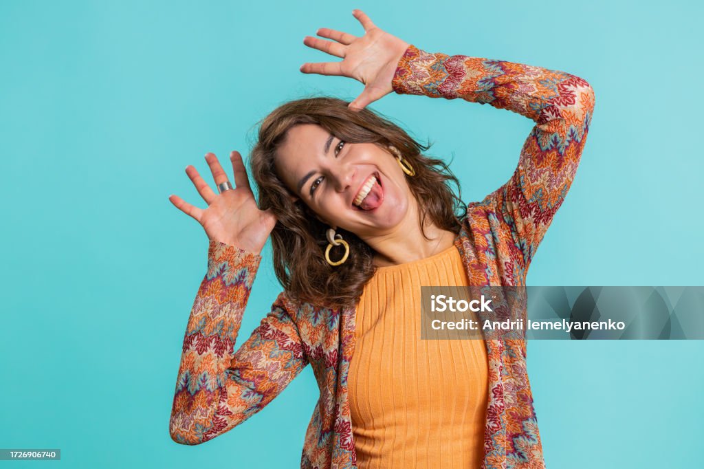 Funny Comical Woman Making Silly Facial Expressions And Grimacing