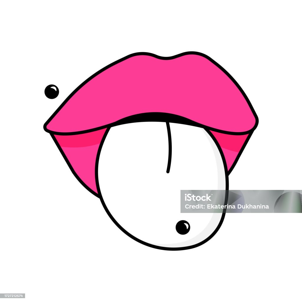 Lips With Tongue And Piercing Gothic Aesthetic In Y2k 90s 00s And 2000s Style Emo Goth Tattoo