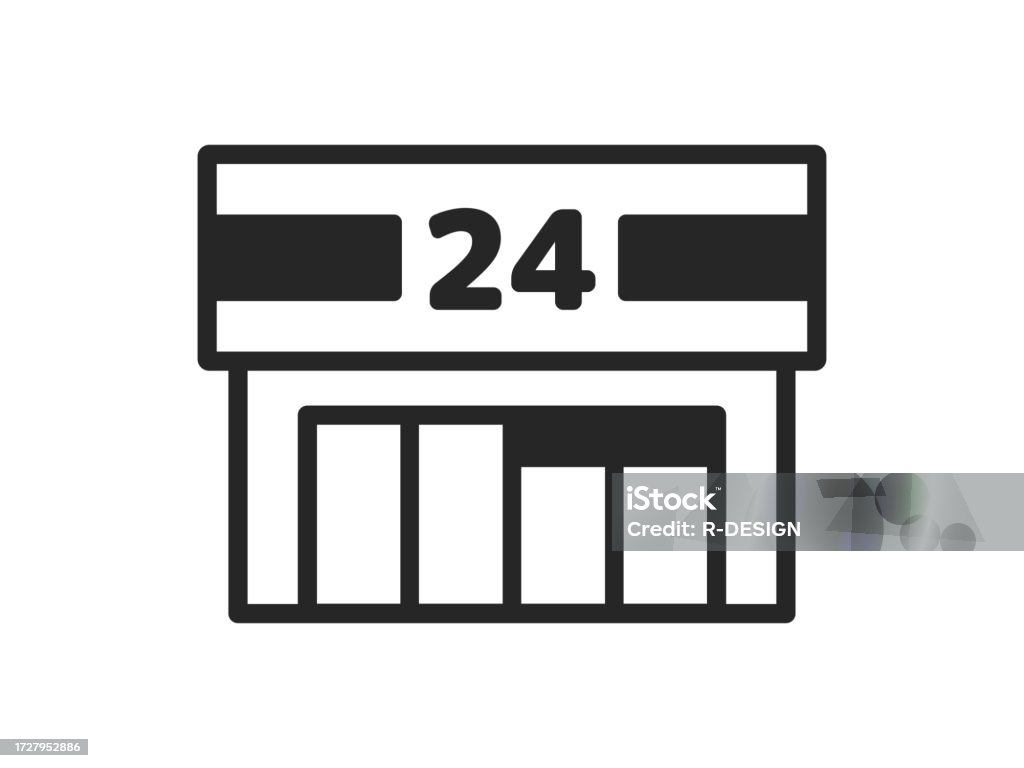 Icon Illustration Of A Convenience Store Open 24 Hours Stock ... Icon Illustration Of A Convenience Store Open 24 Hours Stock ...