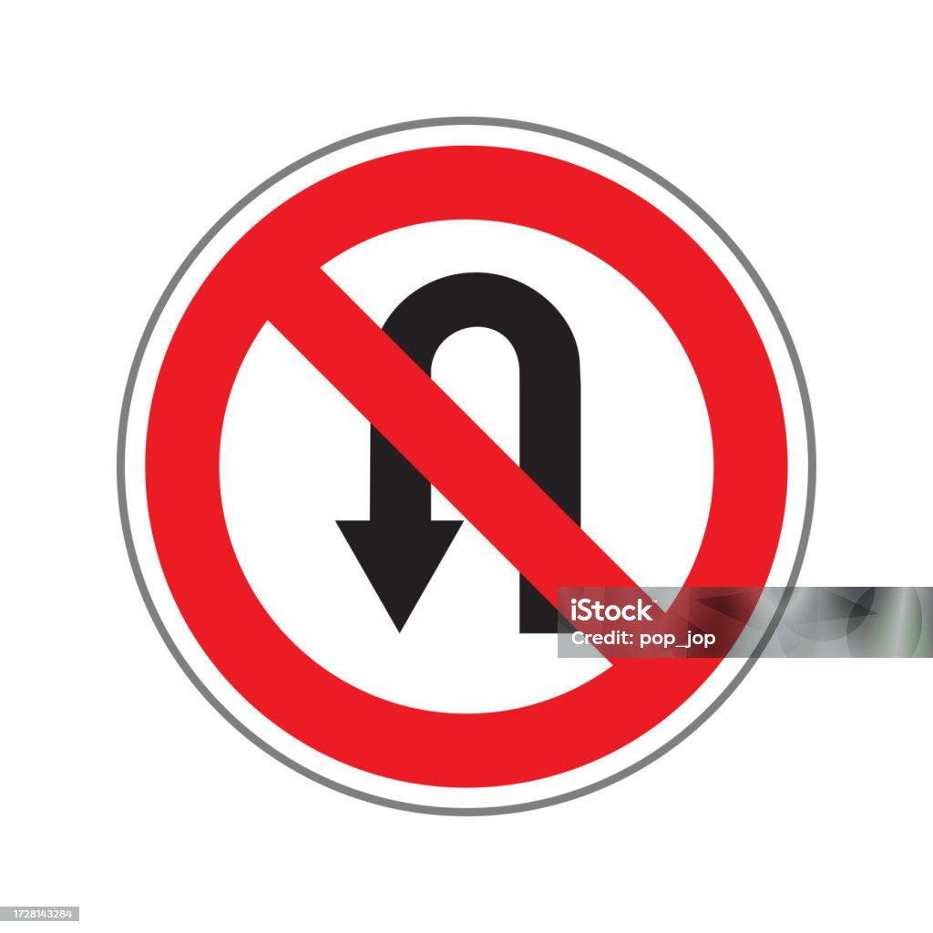 Pas De Demitour Panneau De Signalisation Isolé Sur Blanc Illustration