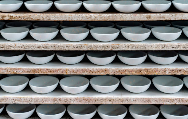 Free Stock Photo of Shelf Filled With Stacked Bowls and Plates ...