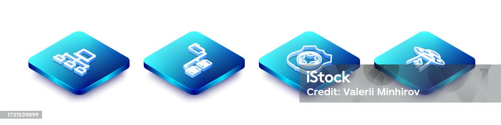 Set Isometric Line Computer Network Folder Tree Police Badge And Ufo ... Set Isometric Line Computer Network Folder Tree Police Badge And Ufo ...