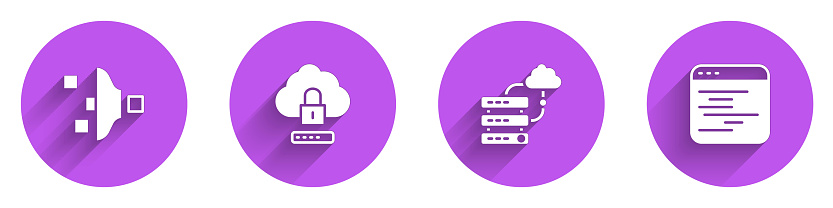 Set Filter Setting Cloud Computing Lock Network Cloud Connection And Software Icon With Long