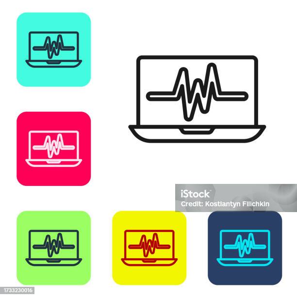 Ordinateur Portable Avec Icône De Cardiogramme Isolé Sur Fond Blanc