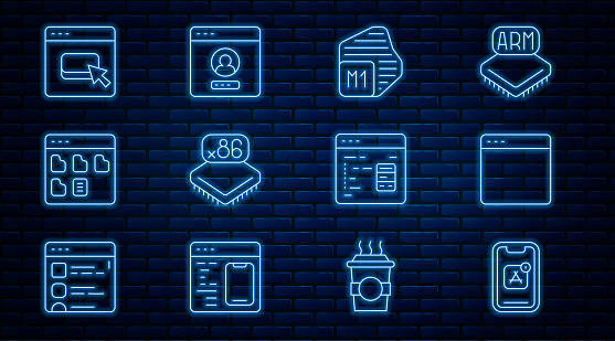 Set Line Mobile Apps Browser Window Processor With Microcircuits Cpu Files Software And Create