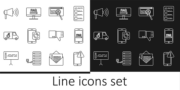 Set Garis Mobile Dengan Tanda Seru Informasi Faq Konsep Bug Sistem