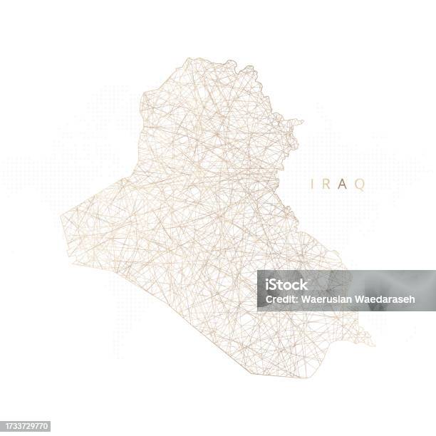 Low Poly Map Of Iraq Gold Polygonal Wireframe Glittering Vector With