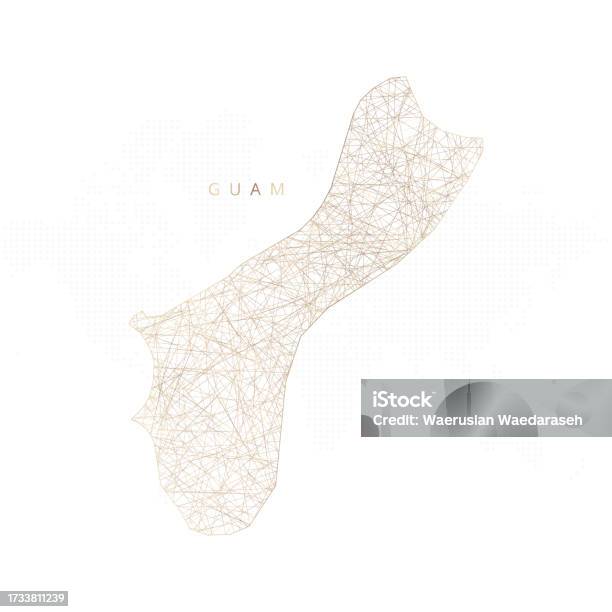 Low Poly Map Of Guam Gold Polygonal Wireframe Glittering Vector With