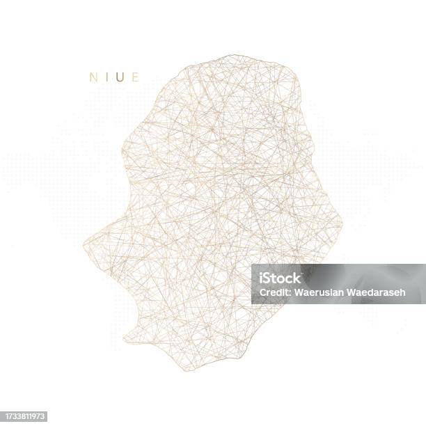 Low Poly Map Of Niue Gold Polygonal Wireframe Glittering Vector With