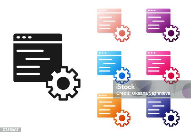 Black Computer Api Interface Icon Isolated On White Background Application Programming Interface