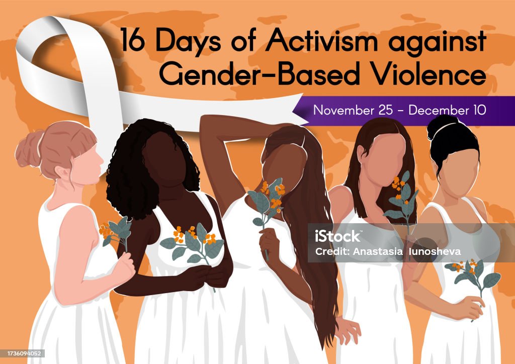 Banner For 16 Days Of Activism Against Genderbased Violence With White