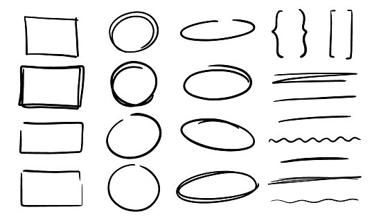 Set Of Hand Drawn Elements For Selecting Text Set Of Rectangles Ovals ... Set Of Hand Drawn Elements For Selecting Text Set Of Rectangles Ovals ...