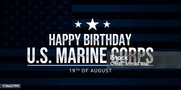 Happy Birthday Us Marine Corps Design With American Flag In Background