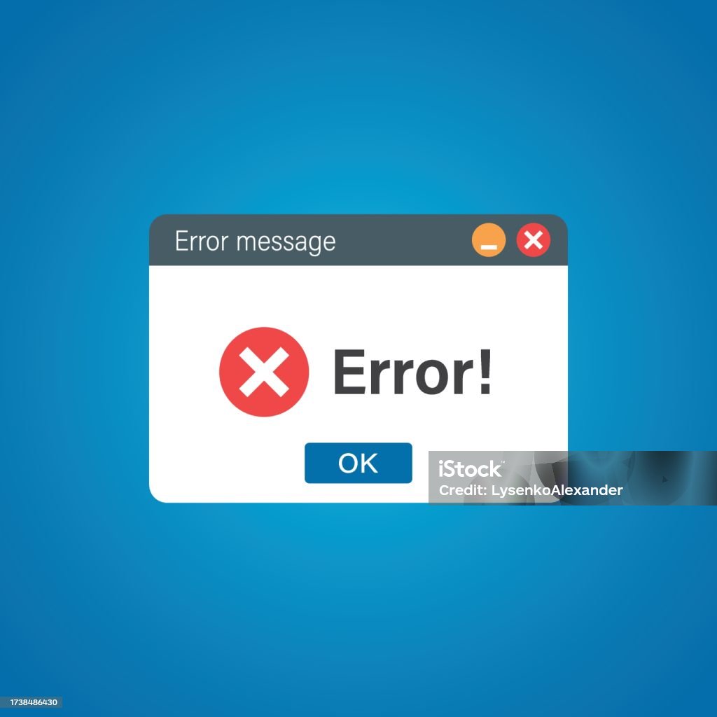 Error Message Icon In Flat Style Computer Window Alert Vector