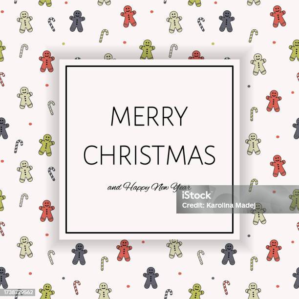Kartu Ucapan Natal Dengan Kue Jahe Permen Dan Keinginan Vektor