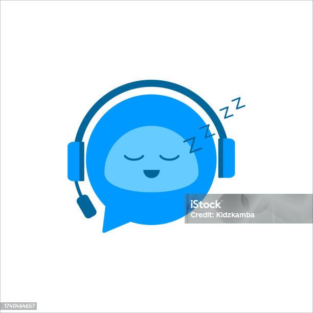 Logo Du Chat Bot Endormi Assistant Virtuel Bot Sleeps Icon Logo Tête De