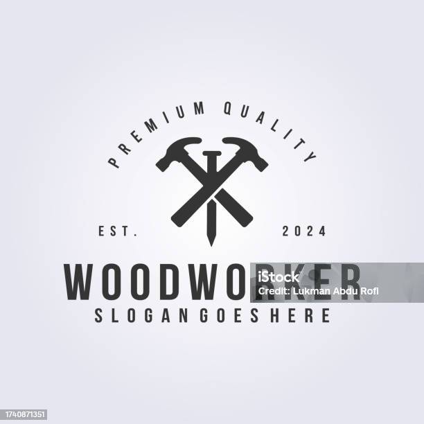 Alat Tukang Kayu Ikon Simbol Desain Ilustrasi Vektor Logo Kerajinan