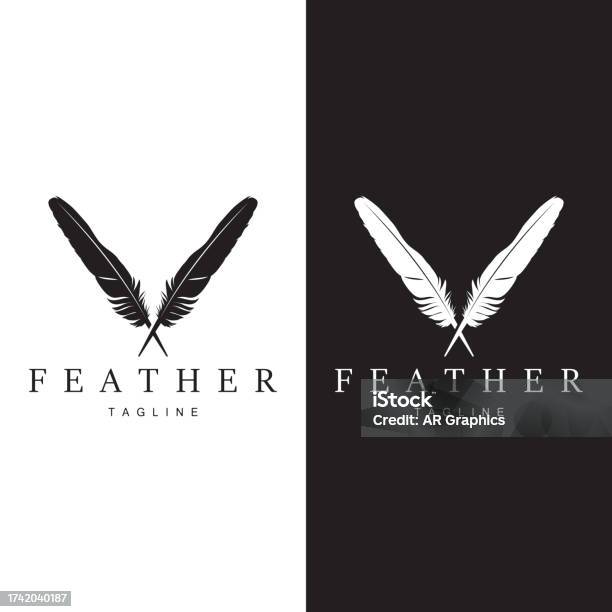 Logo De Silhouette De Plume Modèle Dillustration Vectorielle Simple Et