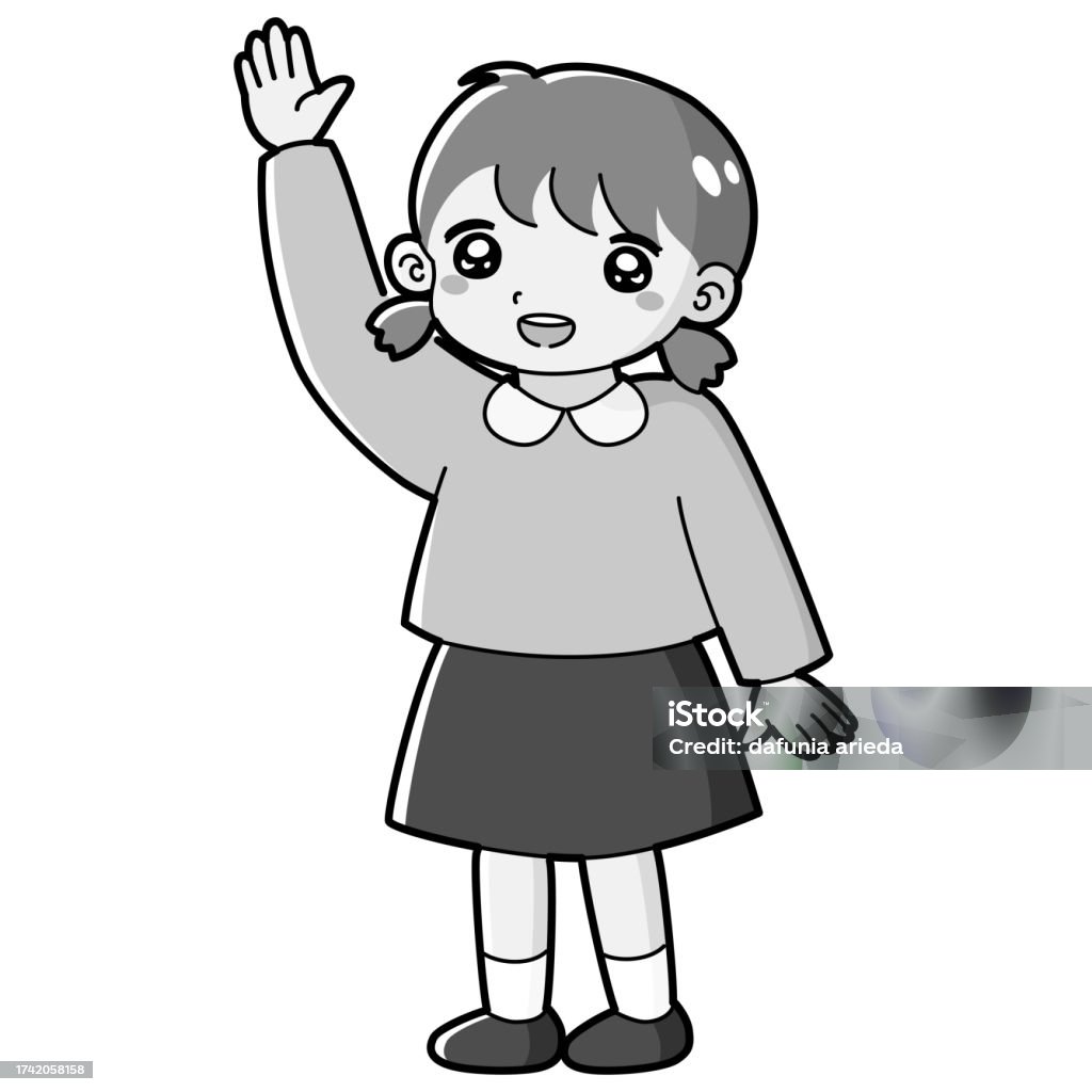 Illustration Of A Girl Raising Her Hand Stock Illustration Download